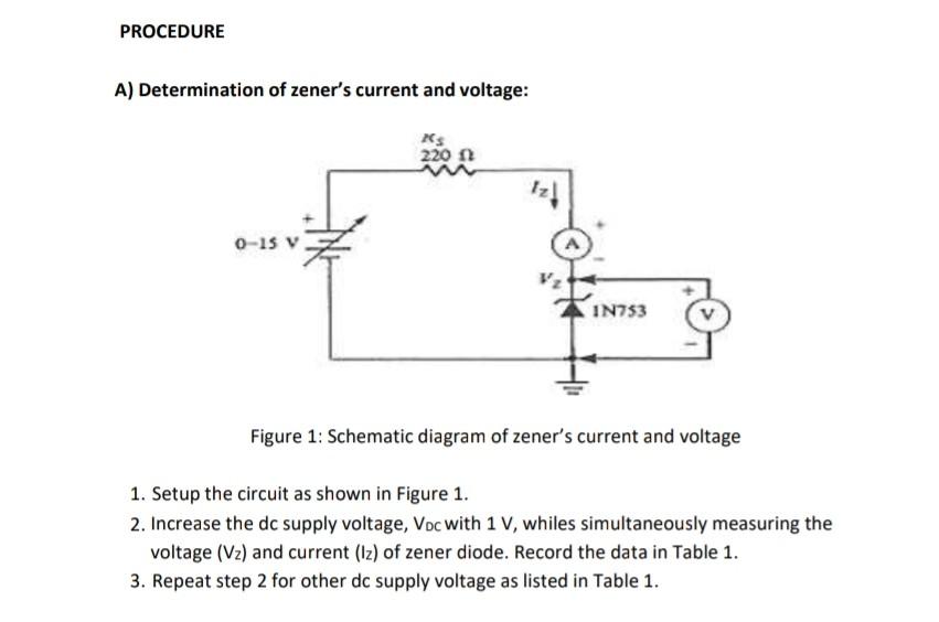 Solved PROCEDURE A) Determination of zener's current and | Chegg.com