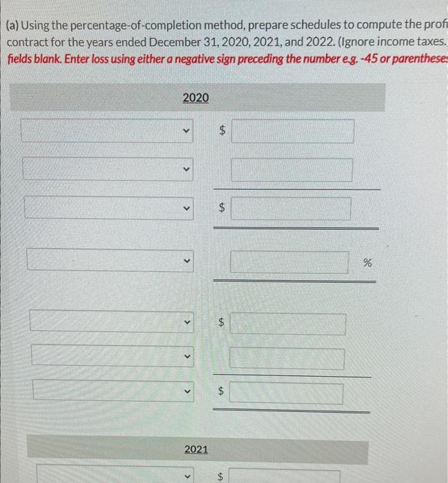 Solved 2021 $ $ % $ $ 2022(a) Using the | Chegg.com