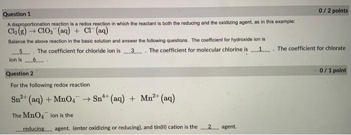 Solved A disproportionation reaction is a redox reaction in | Chegg.com