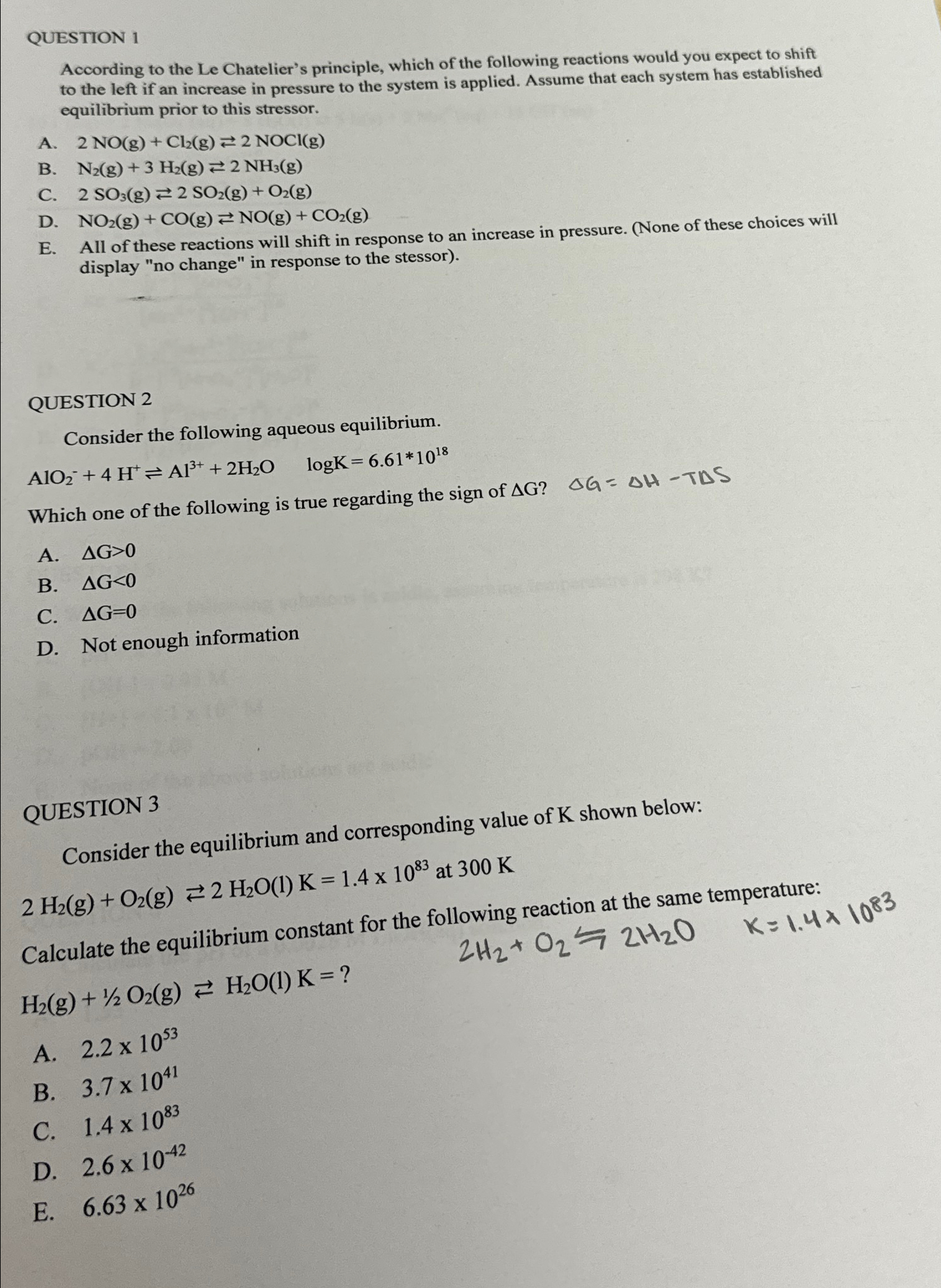 Solved QUESTION 1According to the Le Chatelier's principle, | Chegg.com