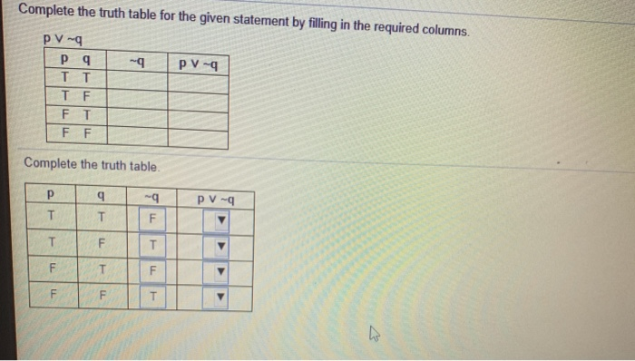 Solved Complete the truth table for the given statement by | Chegg.com