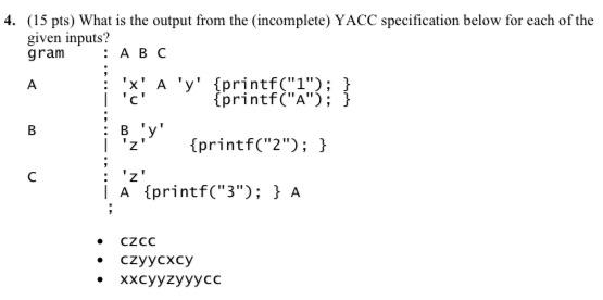 Solved 4. (15 pts) What is the output from the (incomplete) | Chegg.com