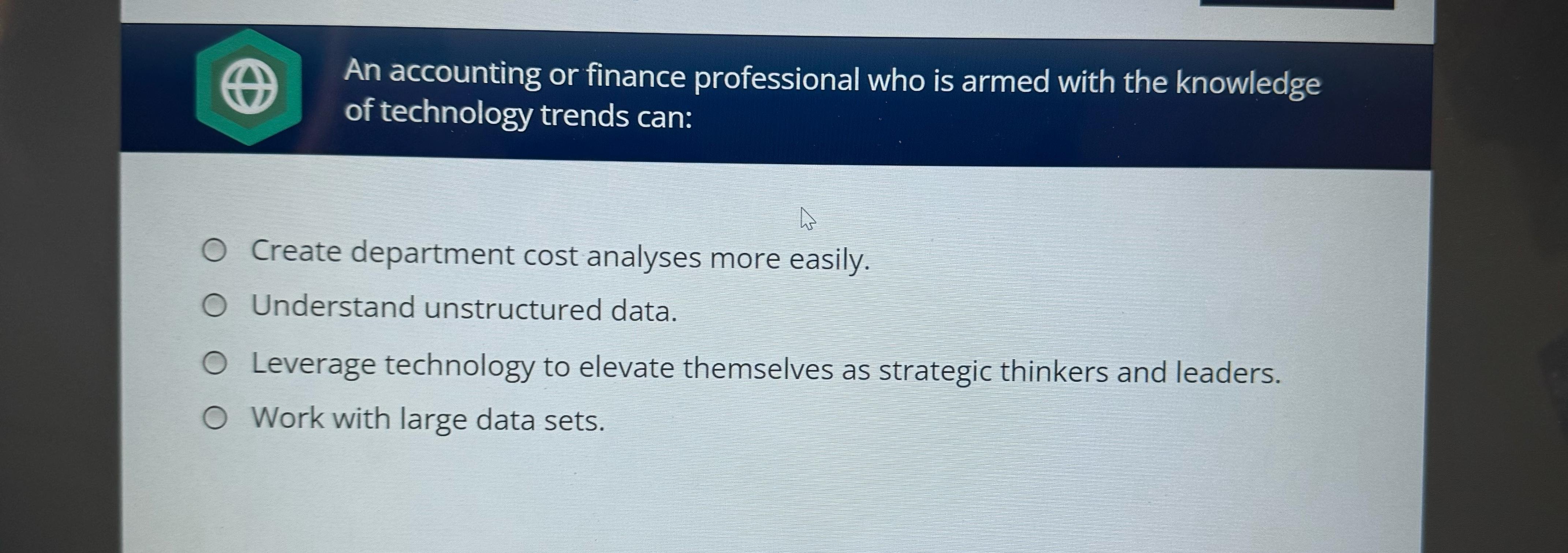 Solved An accounting or finance professional who is armed | Chegg.com