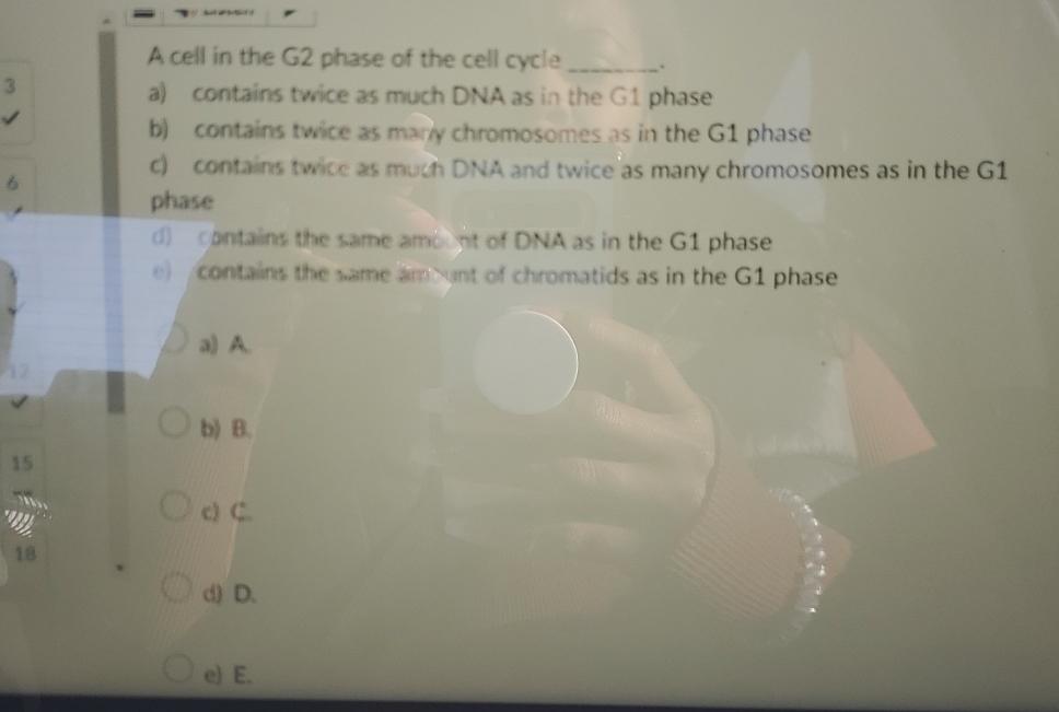 Solved A cell in the G2 ﻿phase of the cell cyclea) ﻿contains | Chegg.com