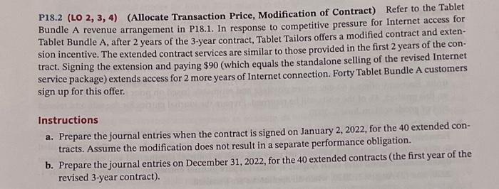P18.2 (LO 2, 3, 4) (Allocate Transaction Price, | Chegg.com
