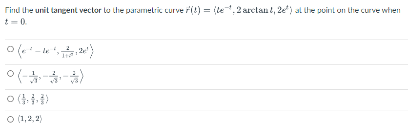 Solved Find the unit tangent vector to the parametric curve | Chegg.com