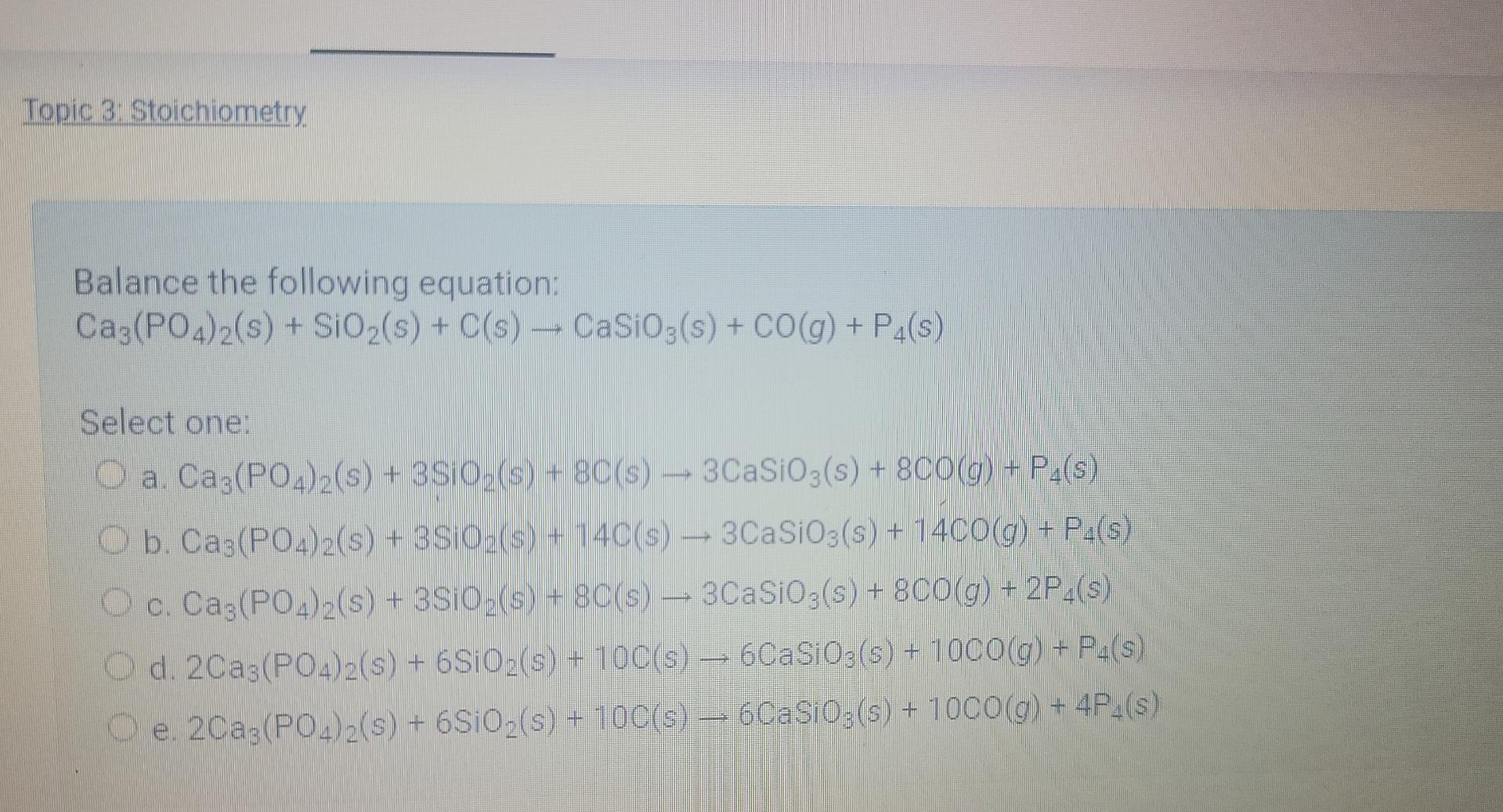 Solved Topic 3: Stoichiometry Balance the following | Chegg.com