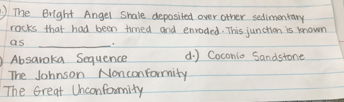 Solved as The Bright Angel Shale deposited over other | Chegg.com