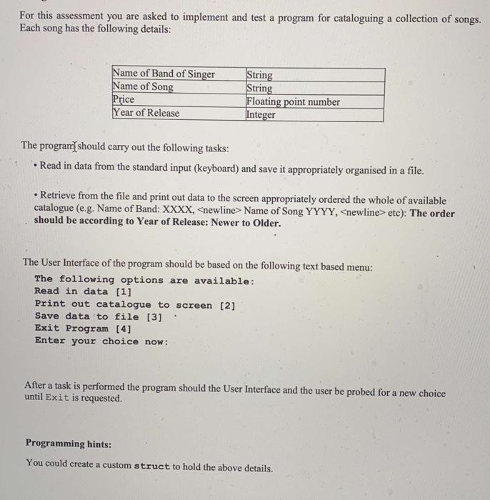 Solved For this assessment you are asked to implement and | Chegg.com