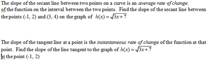 Solved The slope of the secant line between two points on a | Chegg.com