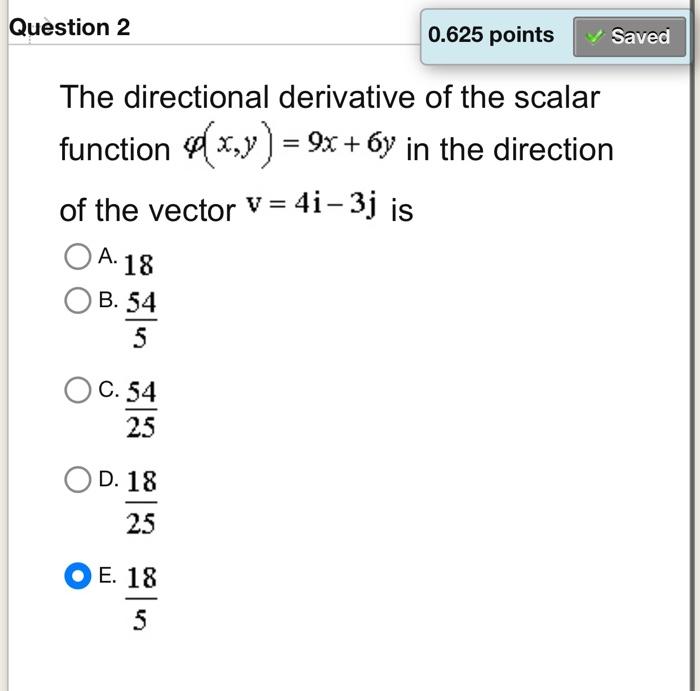 Solved The directional derivative of the scalar function | Chegg.com