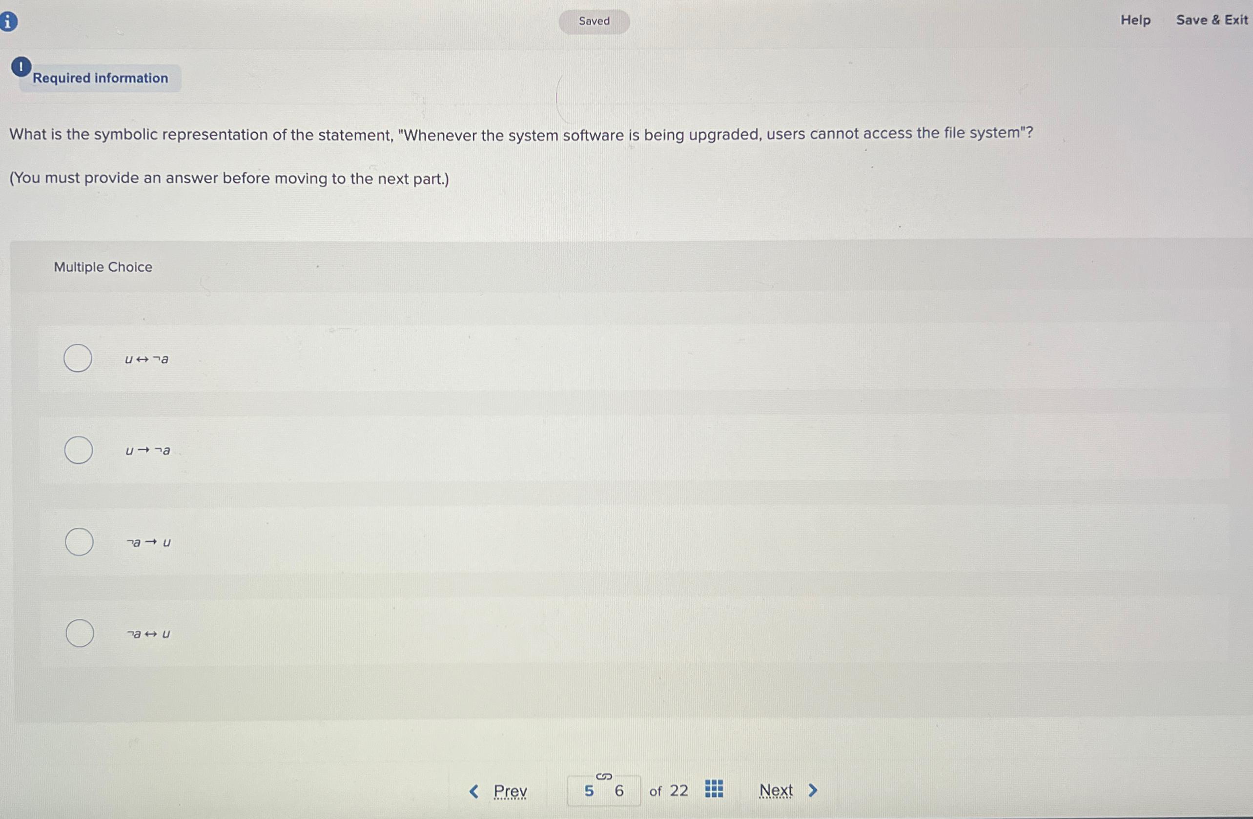 Solved SavedHelpSave & ExitWhat is the symbolic | Chegg.com