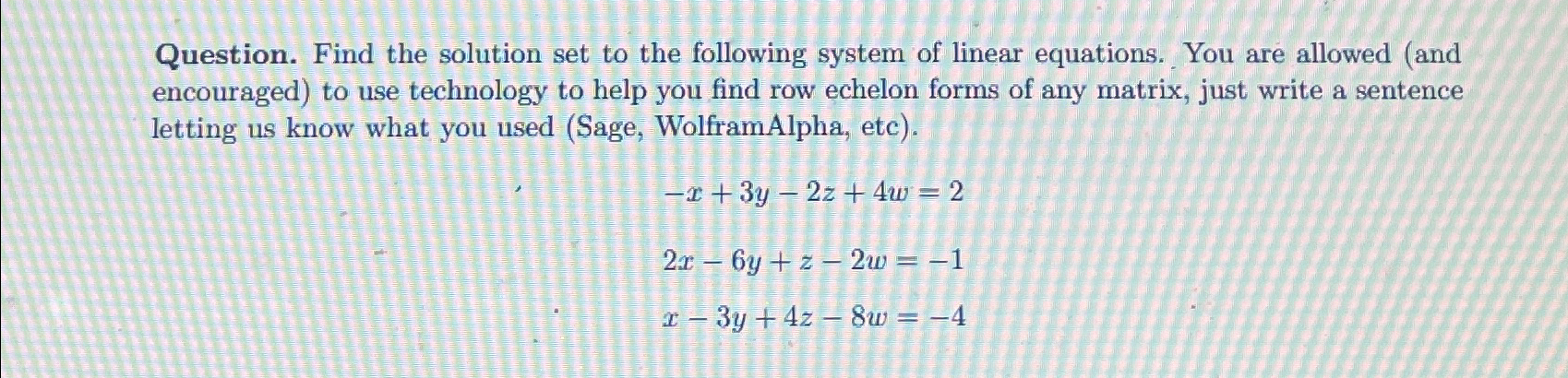 Solved Question. Find the solution set to the following | Chegg.com