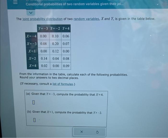 Solved The joint probability distribution of two random | Chegg.com