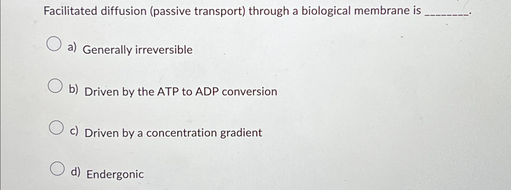Solved Facilitated diffusion (passive transport) ﻿through a | Chegg.com