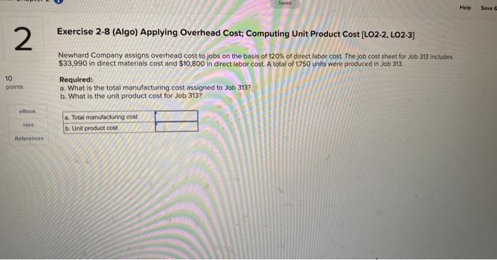 Solved Exercise 2-8 (Algo) Applying Overhead Cost; Computing | Chegg.com