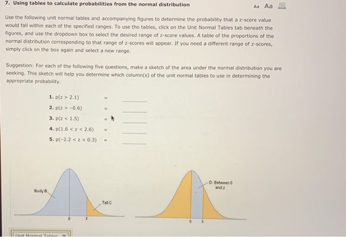 Solved 7. Using tables to calculate probabilities from the | Chegg.com
