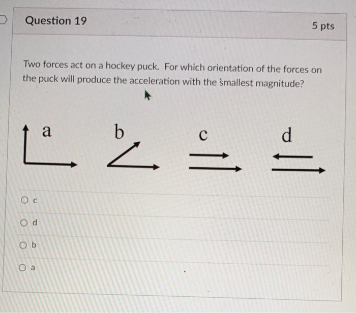Solved Question 19 5 pts Two forces act on a hockey puck. | Chegg.com