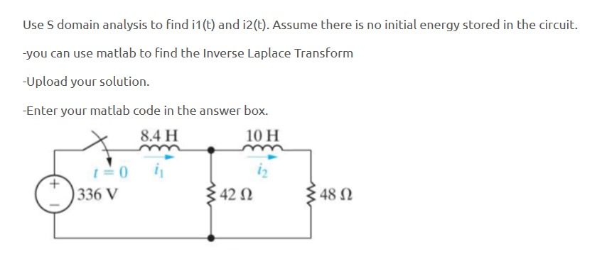 Solved Use S ﻿domain analysis to find i1(t) ﻿and i2(t). | Chegg.com