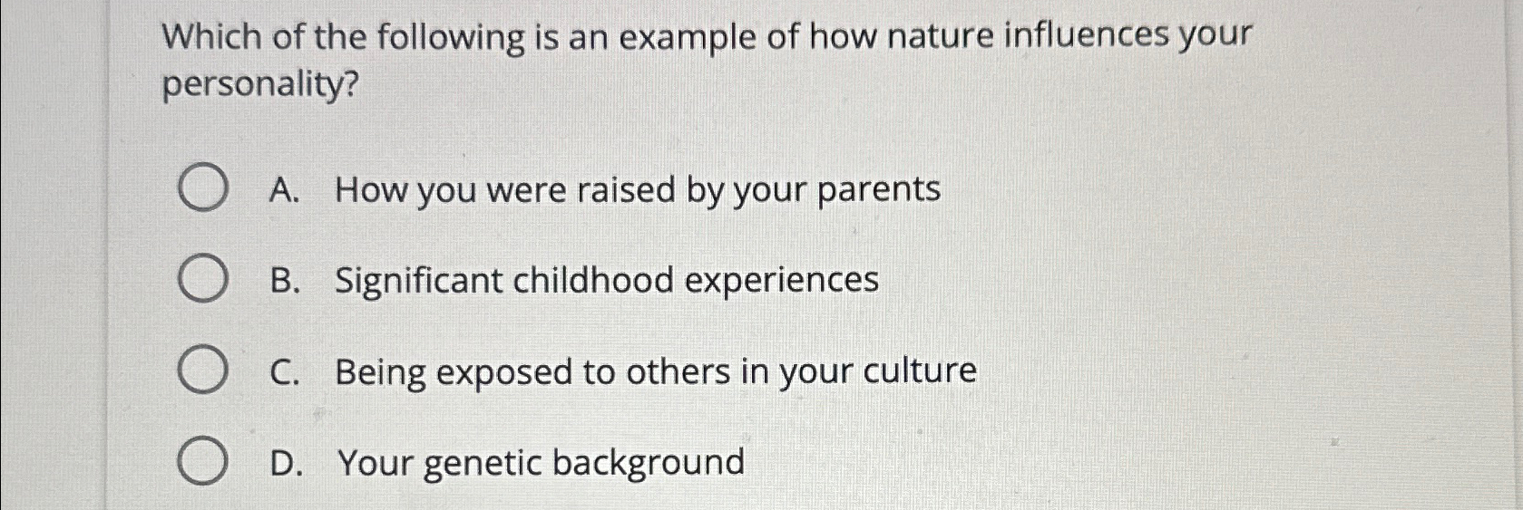 Solved Which of the following is an example of how nature | Chegg.com