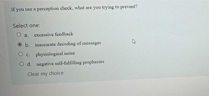 If you use a perception check, what are you trying to | Chegg.com