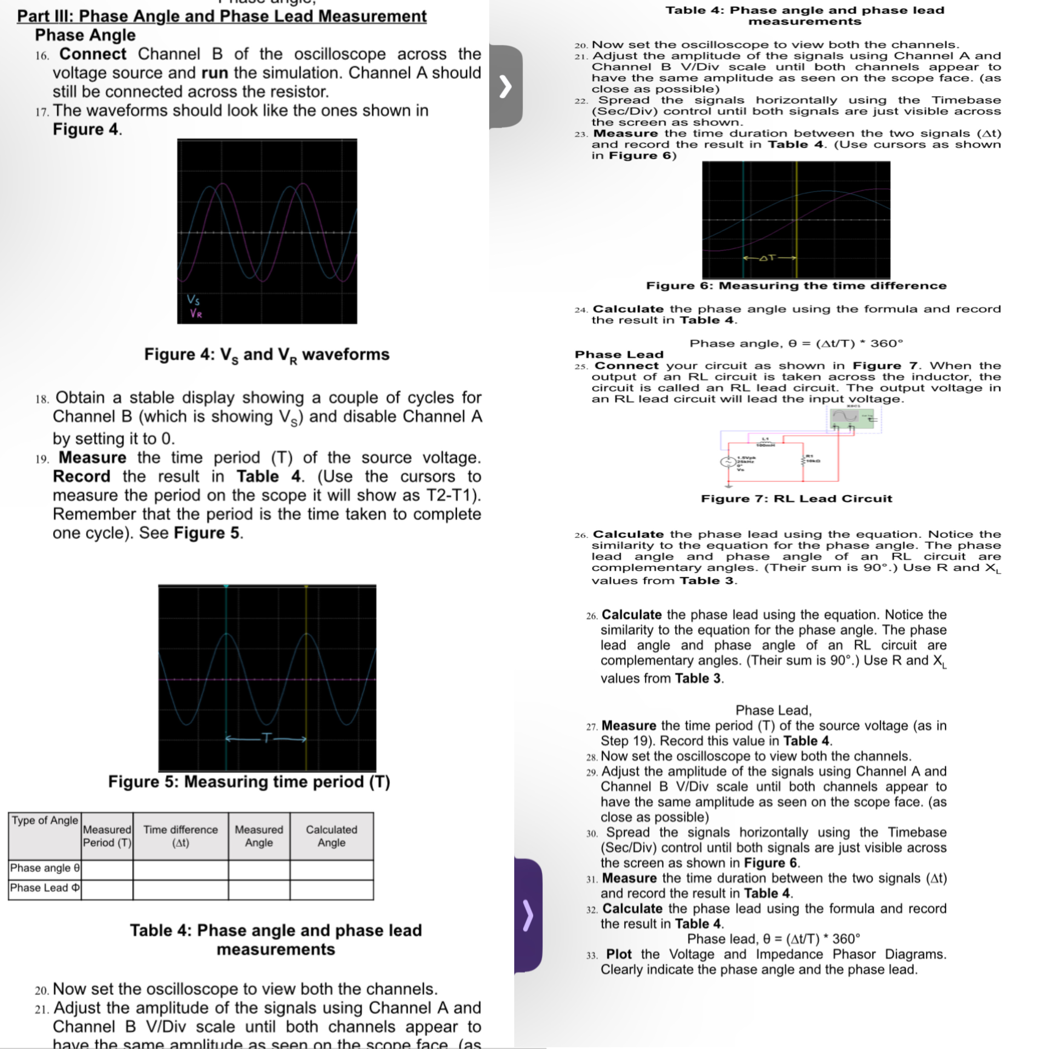 Solved Part III: Phase Angle and Phase Lead MeasurementPhase | Chegg.com