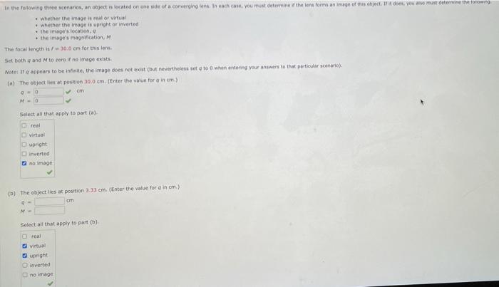 Solved *. Whether the image is real or virtual - whether the | Chegg.com