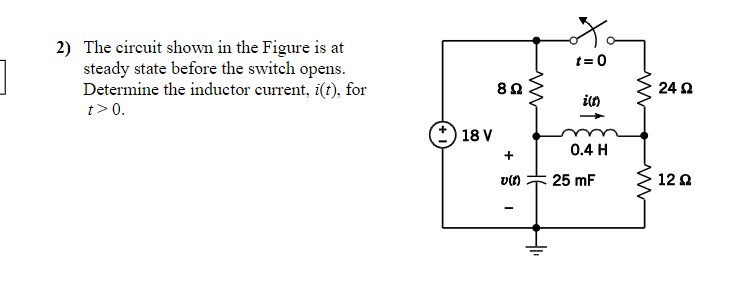 Solved The circuit shown in the Figure is at steady state | Chegg.com