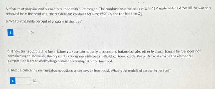 A mixture of propane and butane is burned with pure | Chegg.com
