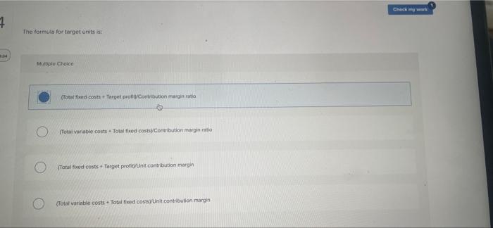 Solved 7 The formula for target units is: Multiple Choice | Chegg.com
