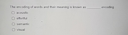Solved The encoding of words and their meaning is known as | Chegg.com
