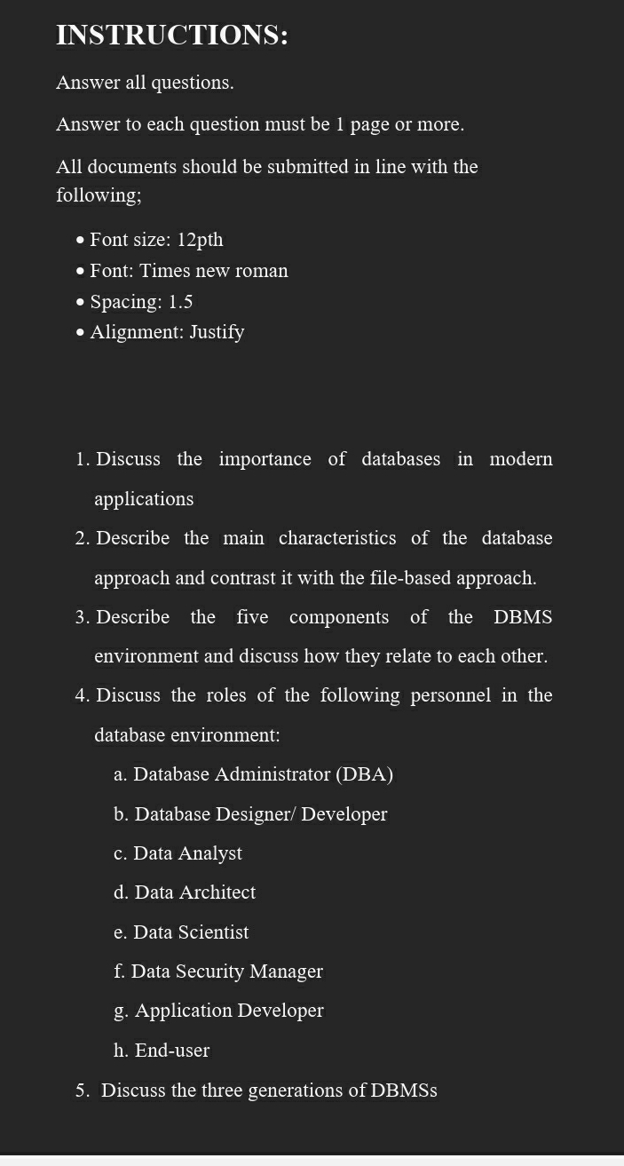 Solved INSTRUCTIONS:Answer all questions.Answer to each | Chegg.com