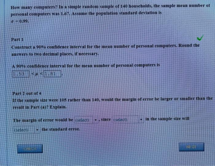 Solved How Many Computers In A Simple Random Sample Of 140 