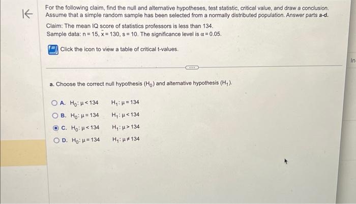 Solved For the following claim, find the null and | Chegg.com