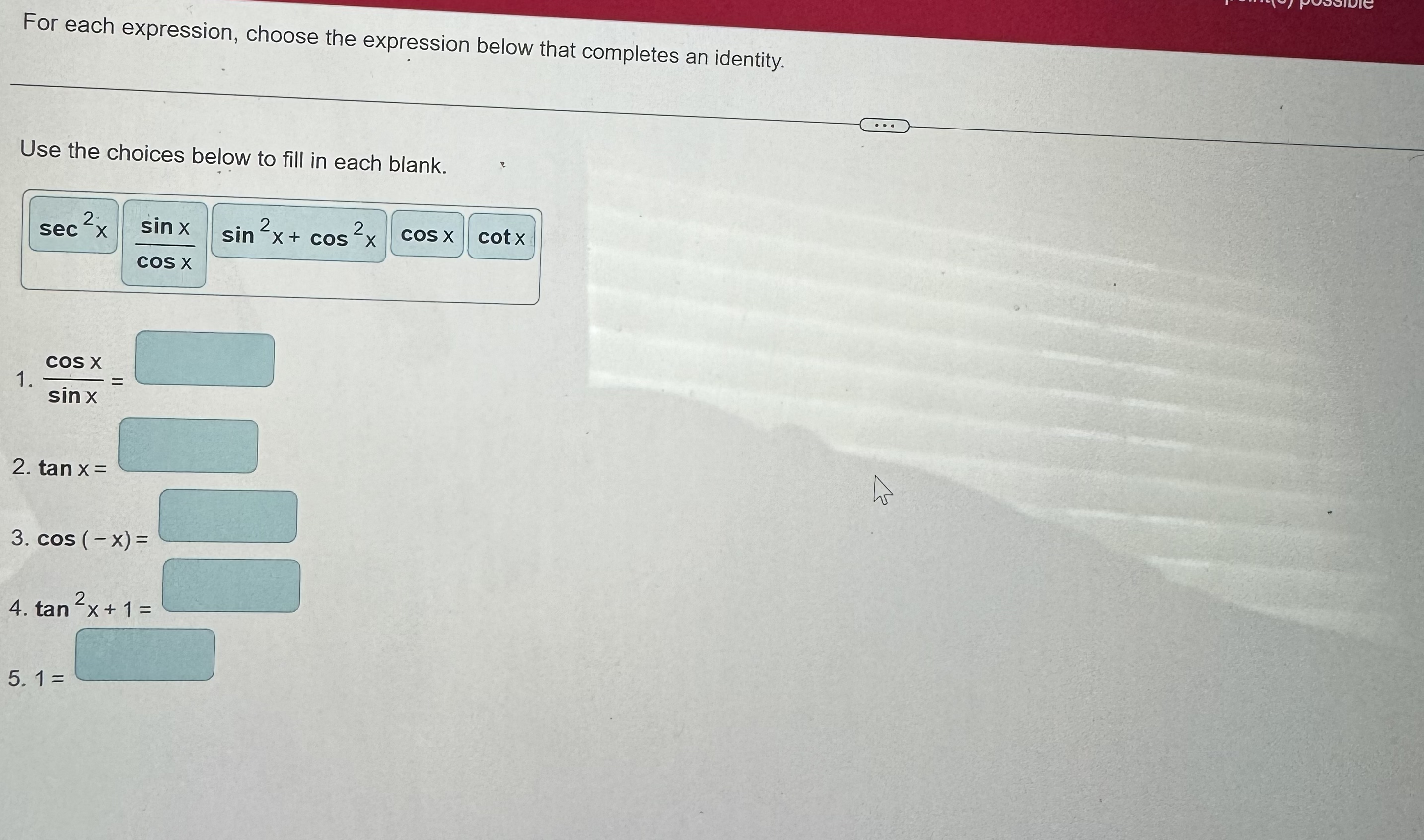 Solved For each expression, choose the expression below that | Chegg.com