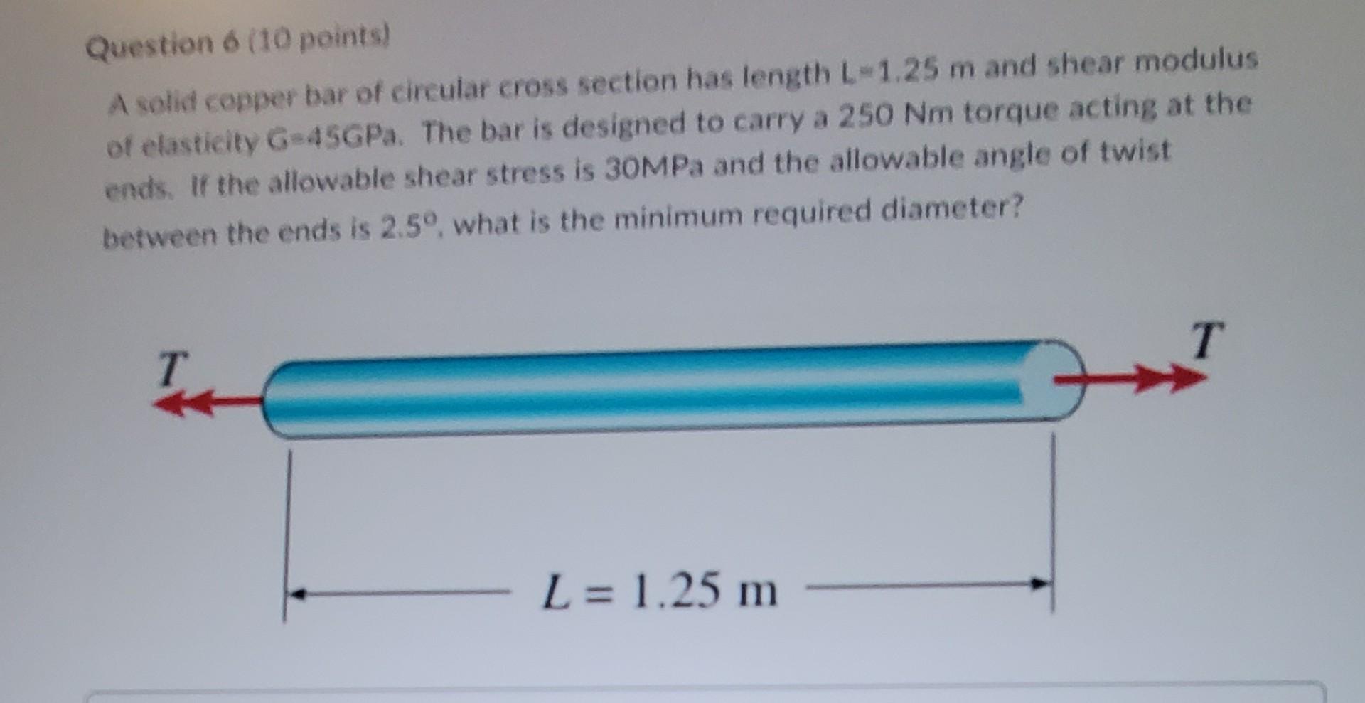Solved Question 6 ( 10 points) A solid copper bar of | Chegg.com