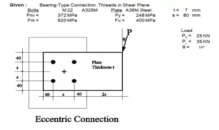 Solved Given : Bearing-Type Connection, Threads in Shear | Chegg.com