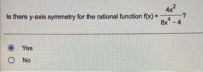 Solved 942 Is there y-axis symmetry for the rational | Chegg.com