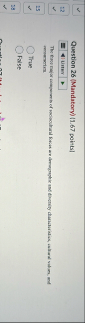 Solved Question 26 (Mandatory) (1.67 ﻿points) 12The three | Chegg.com