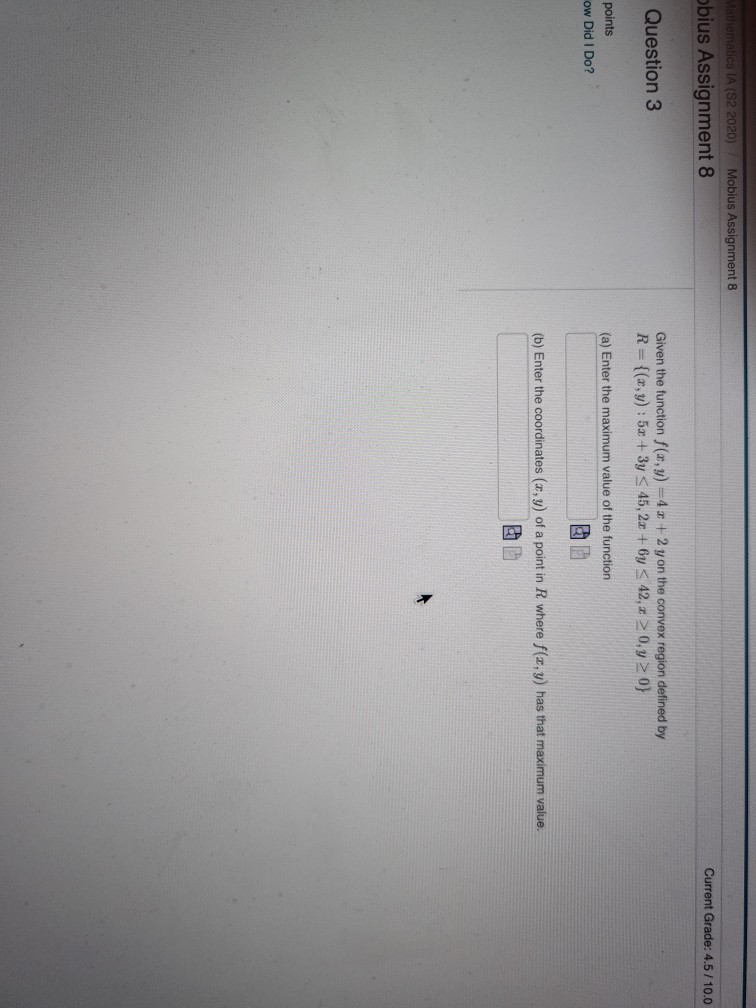 Solved Mathematics IA (S2 2020) Mobius Assignment 8 obius | Chegg.com