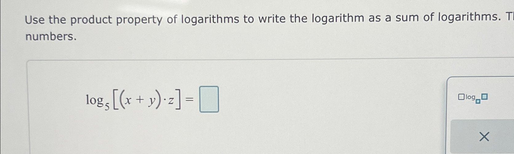 Use the product property of logarithms to write the | Chegg.com