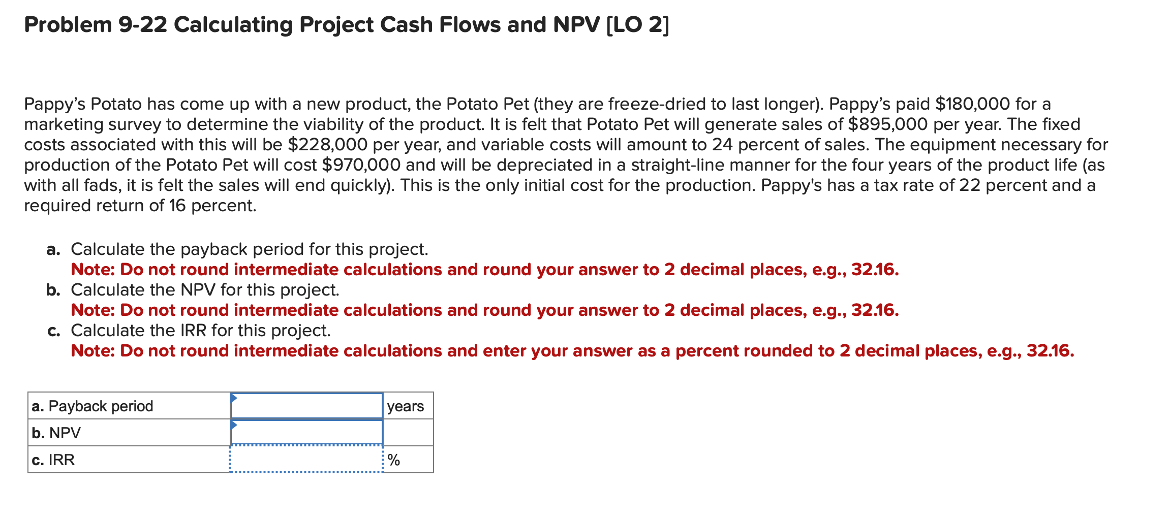 Solved Problem 9-22 ﻿Calculating Project Cash Flows and NPV | Chegg.com