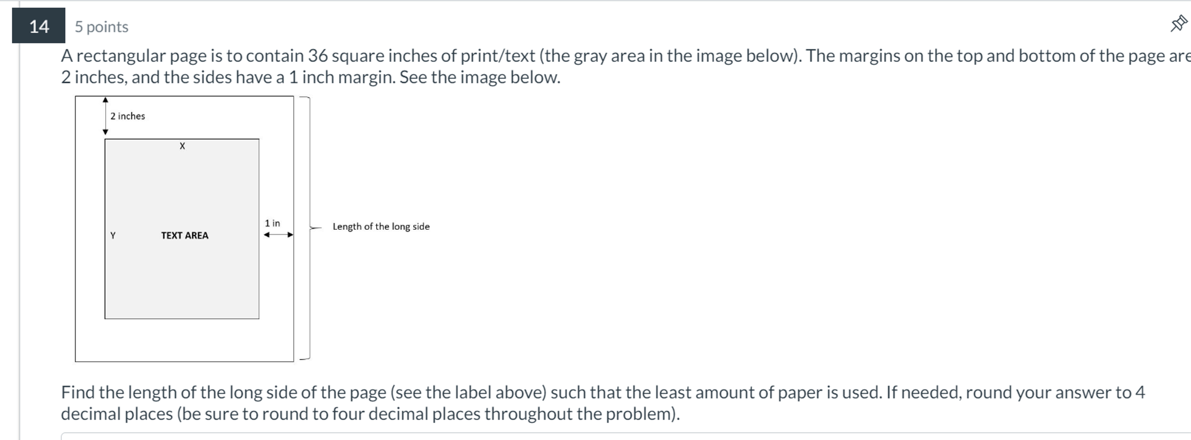 Solved A rectangular page is to contain 36 ﻿square inches of | Chegg.com