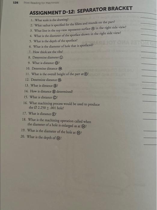 Solved 126 Print Reading for Machinists ASSIGNMENT D-12: | Chegg.com