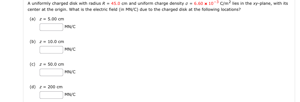 Solved A uniformly charged disk with radius R=45.0cm ﻿and | Chegg.com
