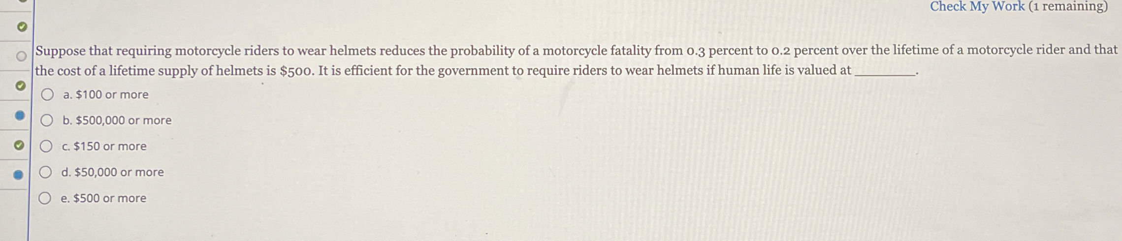 Solved Check My Work (1 ﻿remaining)Suppose that requiring | Chegg.com