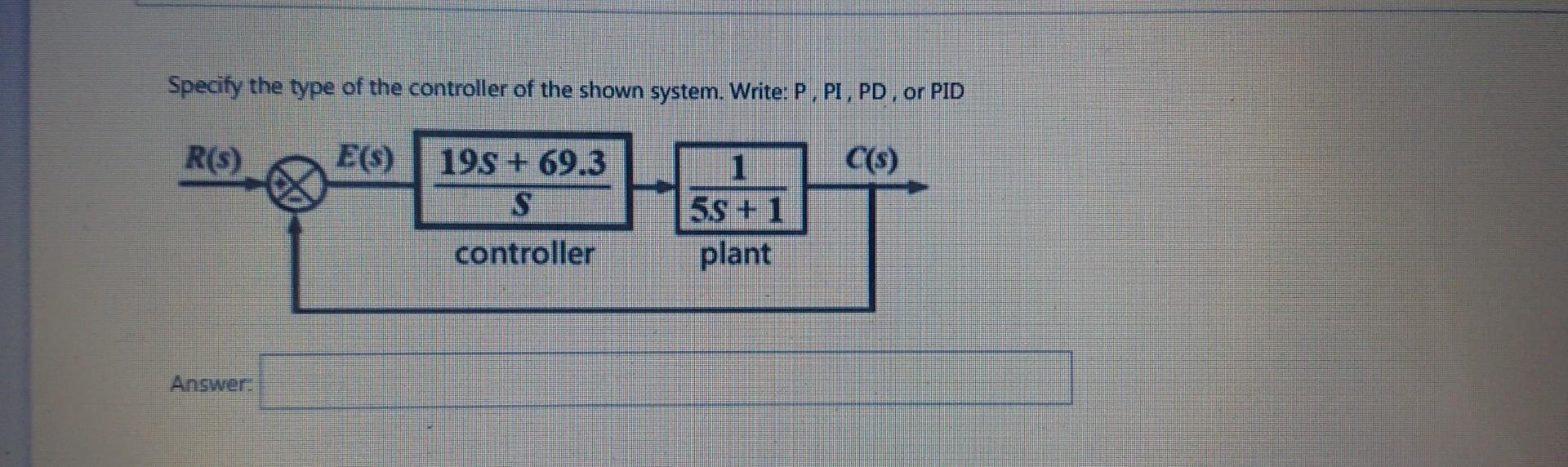 Solved Specify the type of the controller of the shown | Chegg.com