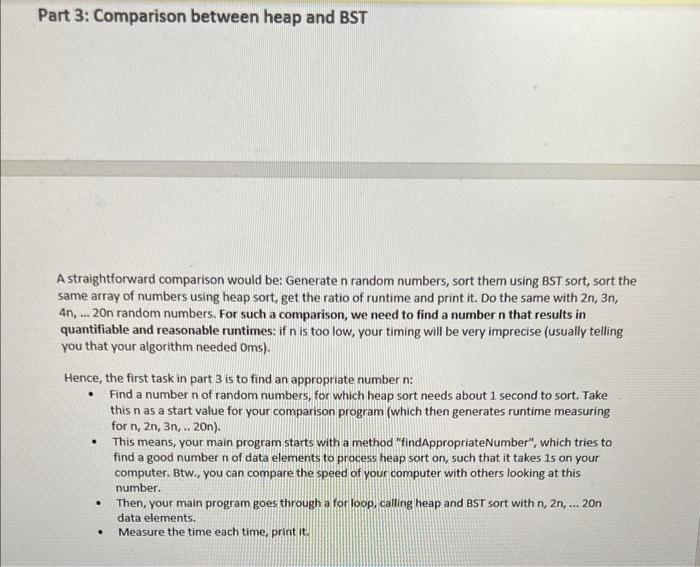 Solved In this assignement you will compare BST Sort with | Chegg.com Solved In this assignement you will compare BST Sort with | Chegg.com