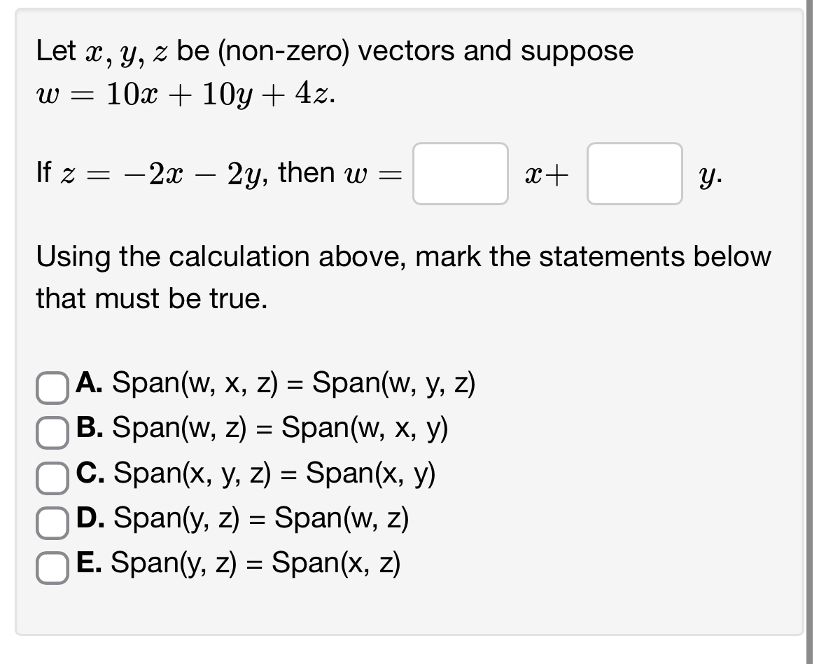 Solved Let x,y,z ﻿be (non-zero) ﻿vectors and | Chegg.com