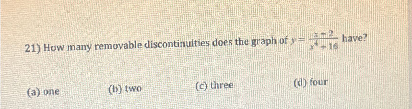 Solved How many removable discontinuities does the graph of | Chegg.com